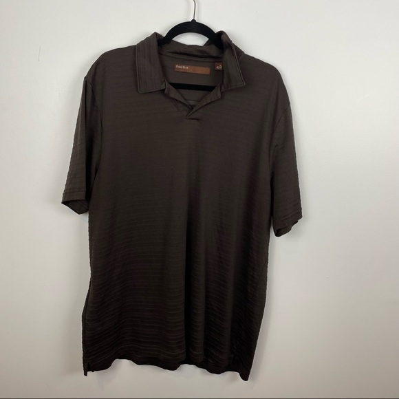 Perry Ellis | Shirts | Perry Ellis Polo Stripped Brown Short Sleeve ...
